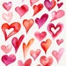 Watercolor Heart Valentine Day Clipart. Hand Painted Pink, Red Hearts ...
