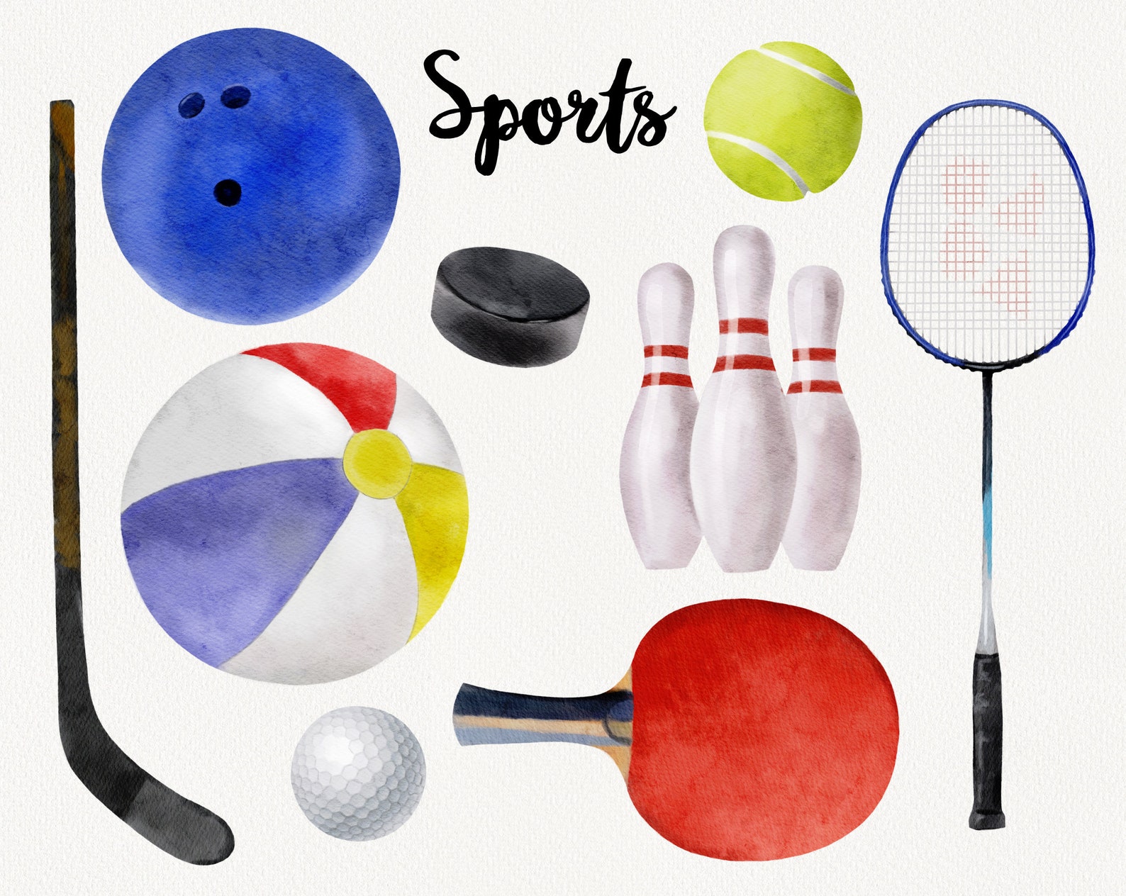 Watercolor Sports Clipart Football Basketball Baseball - Etsy
