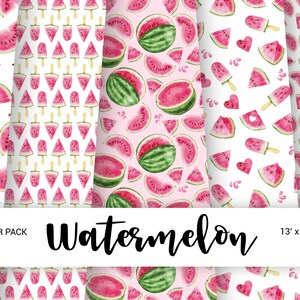 Watercolor Watermelon Digital Paper, Fruit Tropical Summer Seamless ...
