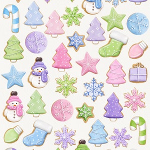 Christmas Pastel Cookies Clipart, Watercolor Gingerbread, Sweets, Candy ...