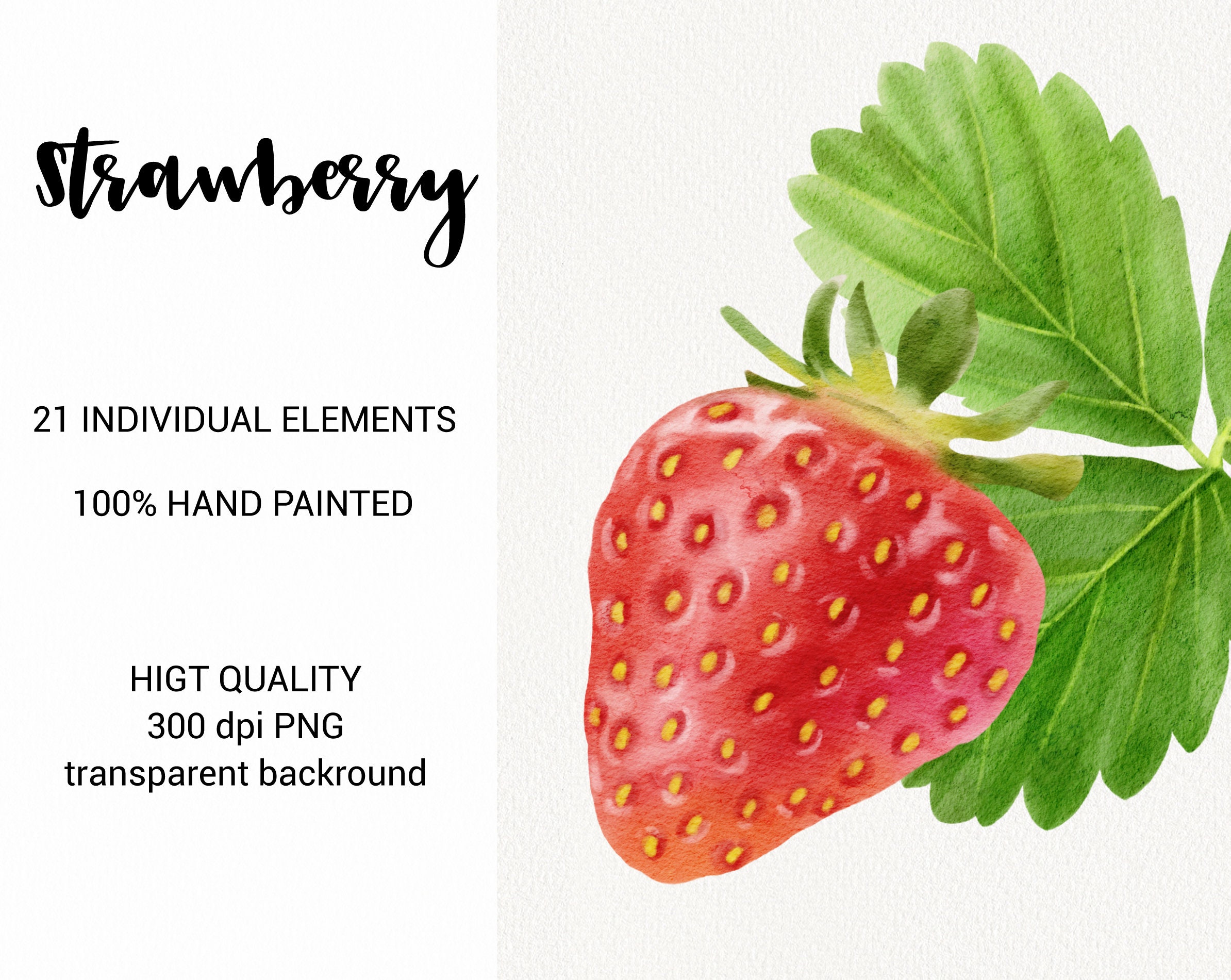 Watercolor Strawberry Clipart, Spring Fruit Clip Art, Summer Fruits ...