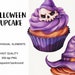 Watercolour Halloween Cupcake Clipart, Cute Candy, Witch Hat, Spooky ...