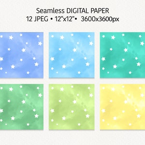Watercolor Stars Digital Paper Pack, Abstract Watercolor Textures ...