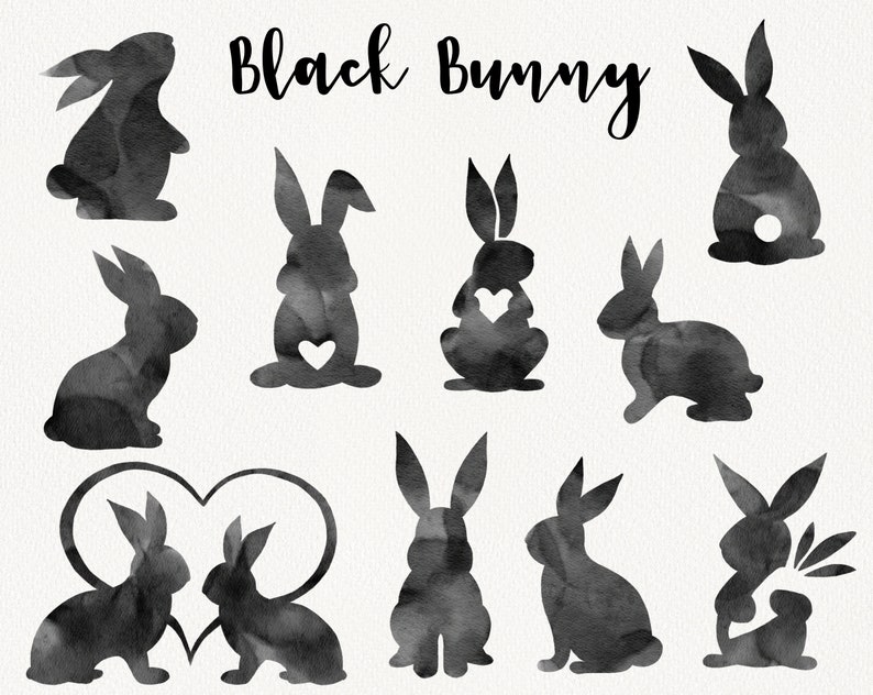 Happy Easter Bunny Clipart, Watercolor Spring Clip Art, Cute Bunnies ...
