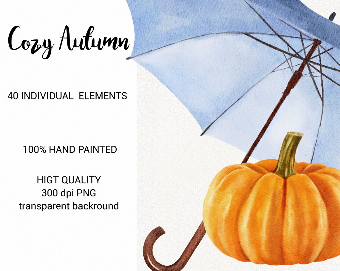 Watercolor Autumn Cozy Clipart Clothes Coffee Pumpkin Candle - Etsy