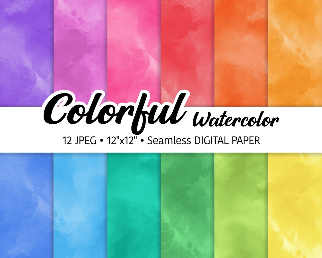 Watercolor Colorful Digital Paper Pack, Abstract Watercolor Textures ...