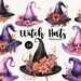 Watercolor Witch Hats Clipart, Cute Happy Halloween, Witches Clip Art ...