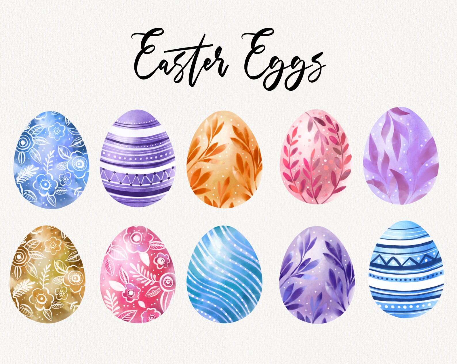 Watercolor Easter Egg Clipart Spring Easter Holiday Eggs Clip - Etsy