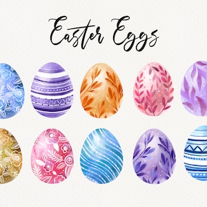 Watercolor Easter Egg Clipart, Spring Easter Holiday Eggs Clip Art ...
