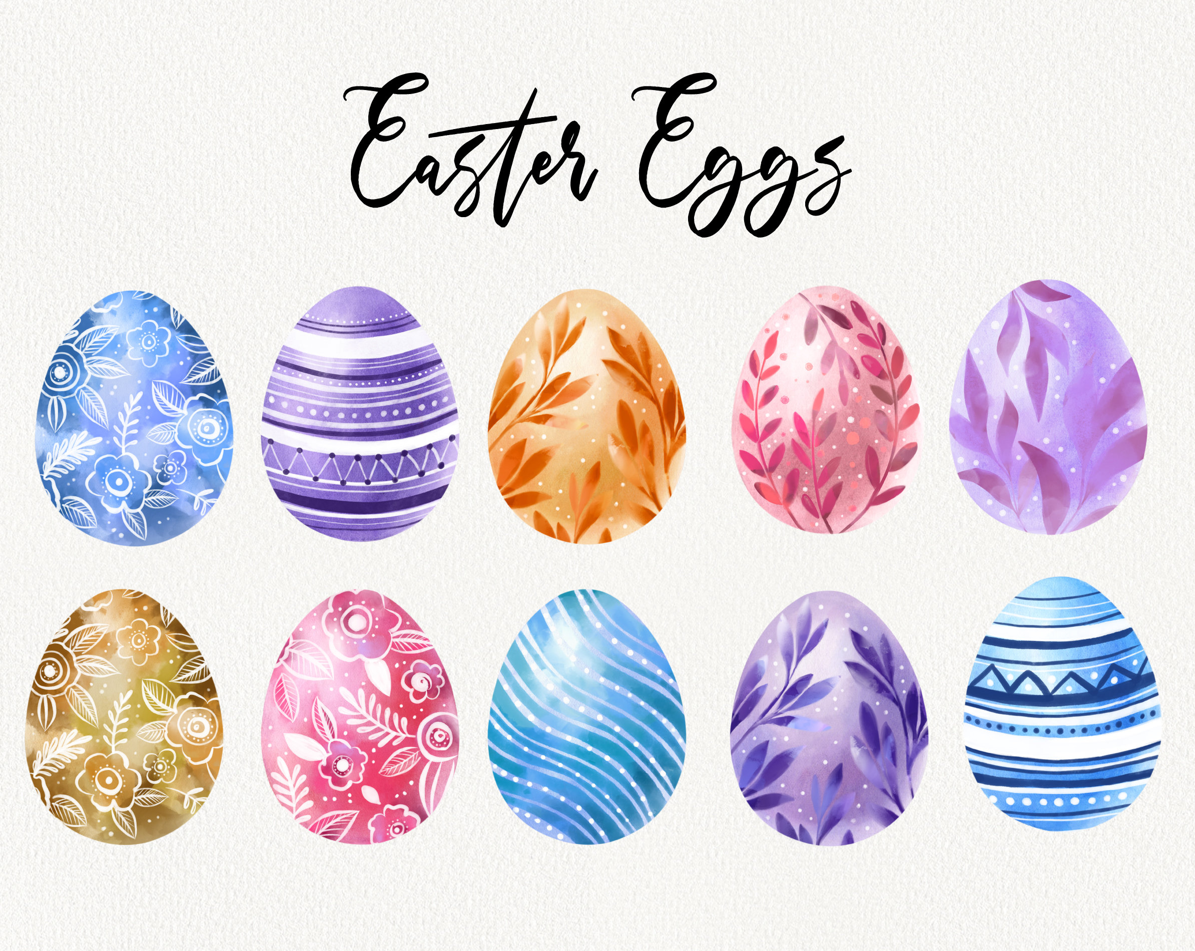 Watercolor Easter Egg Clipart Spring Easter Holiday Eggs Clip - Etsy