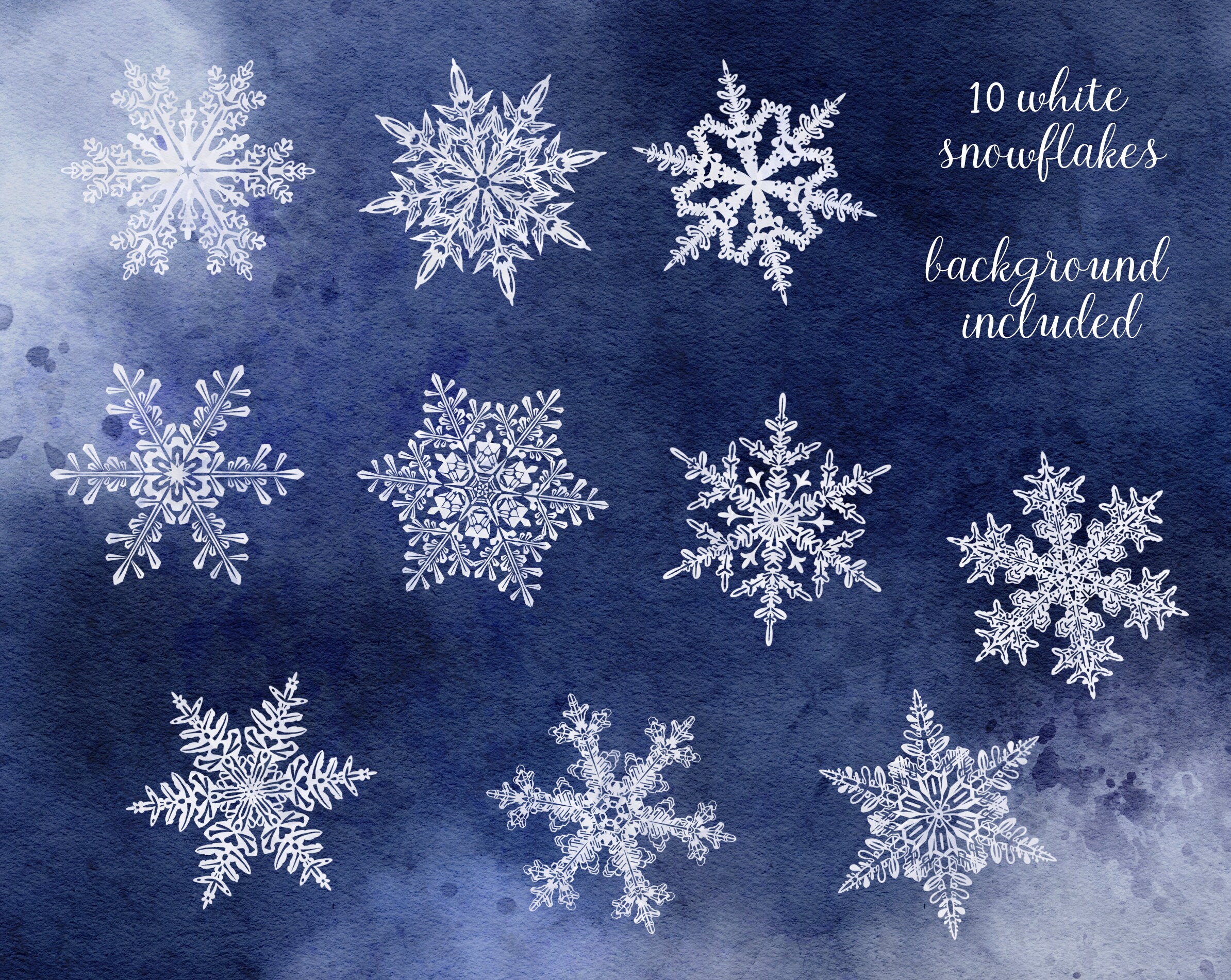 Watercolor Snowflakes Clipart Christmas Snow Clip Art - Etsy
