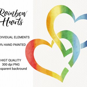 Watercolor Heart Clipart, Valentines Day Colorful Rainbow Hearts ...