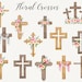 Watercolor Cross Clipart, Easter Wood Crosses With Flowers Clip Art ...