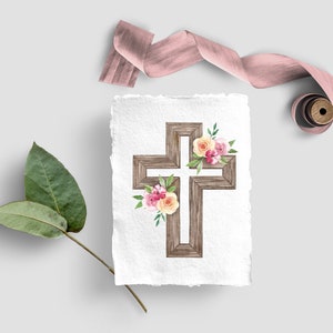 Watercolor Cross Clipart, Easter Wood Crosses With Flowers Clip Art ...