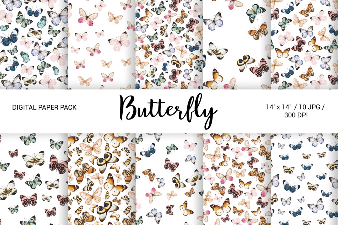 Watercolor Butterfly Seamless Digital Paper, Spring Easter Scrapbook ...