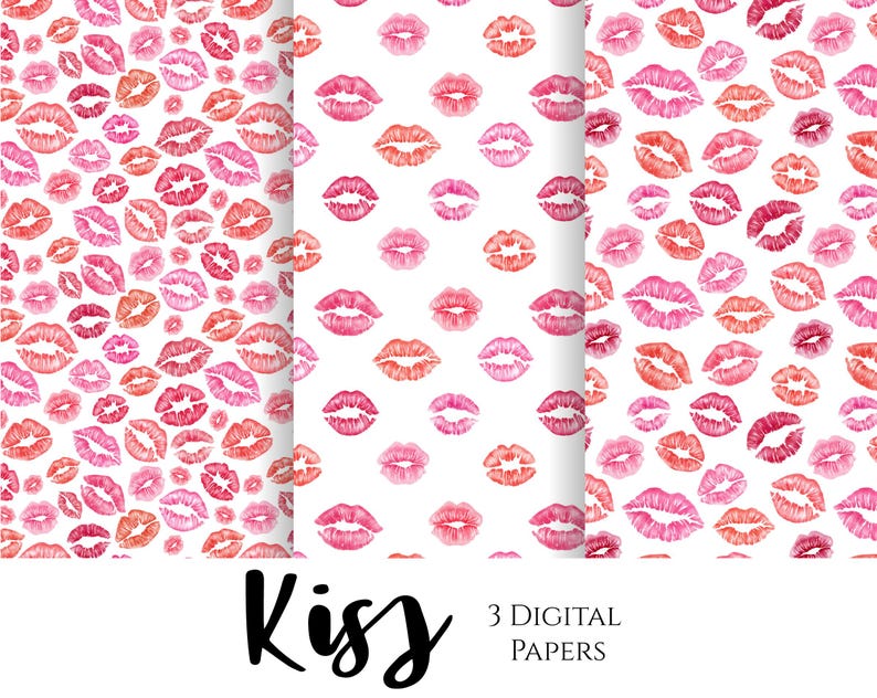Watercolor Kiss Lips Clipart, Valentine's Day Clipart, Pink Lips Clip ...