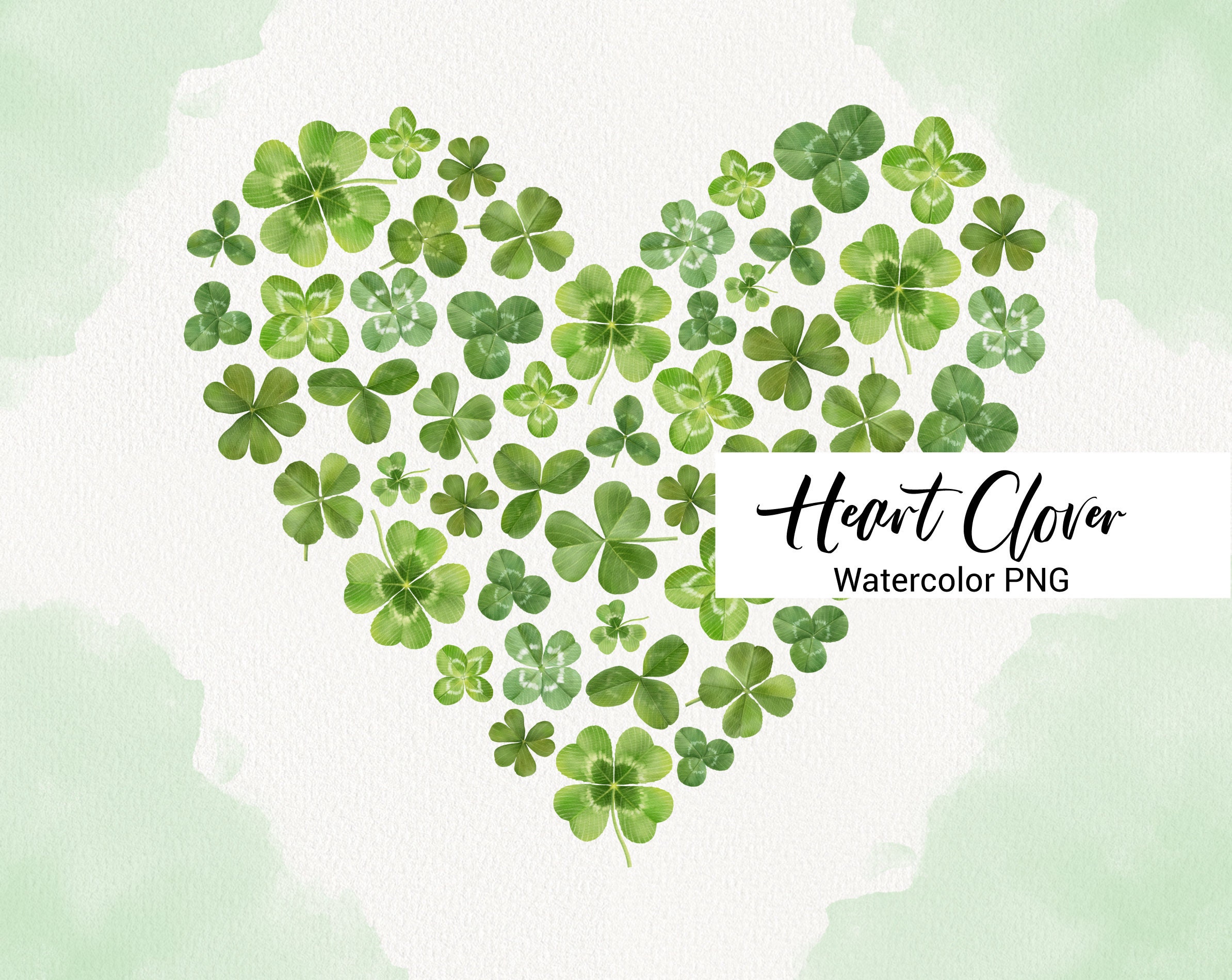 Shamrock Heart Clipart Watercolor Lucky Clover - Etsy