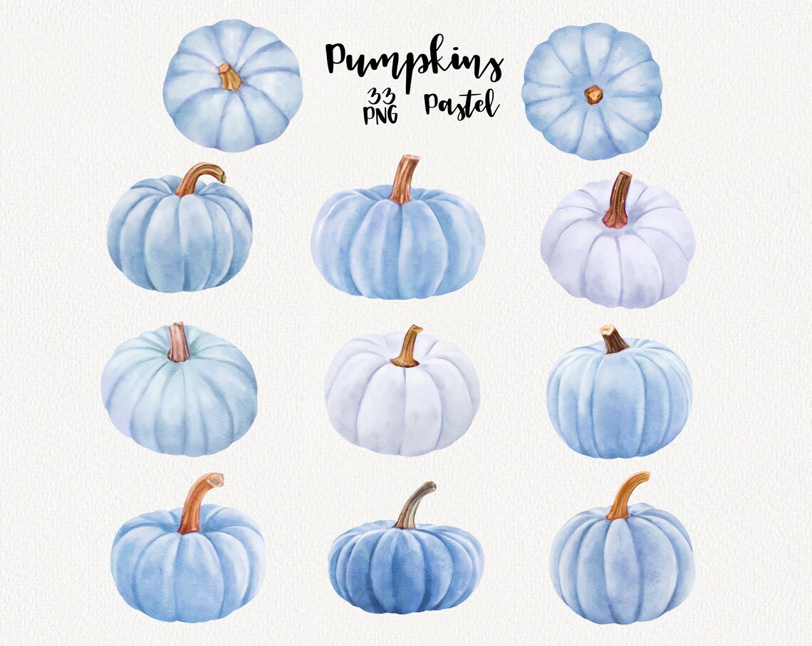 Pastel Pumpkin Clipart, Watercolor Pumpkins Pink, Blue, Violet Clip Art ...