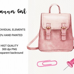 Planner Girl Watercolor Clipart, School Supplies Clipart, Back to ...