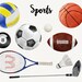 Watercolor Sports Clipart, Football, Basketball, Baseball, Soccer ...