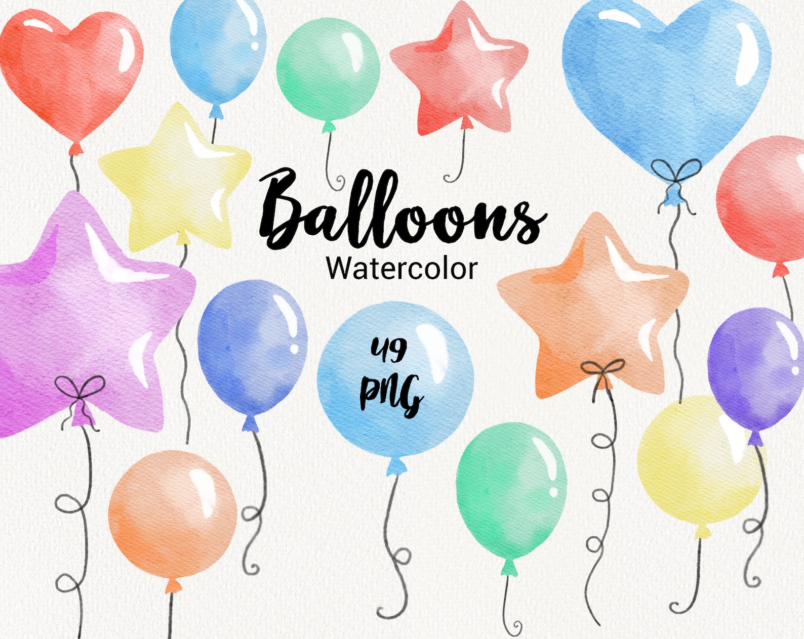 Watercolor Balloons Clipart Birthday Clip Art Christmas - Etsy