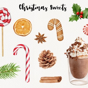 Christmas Sweets Clipart, Watercolor Coffee Clip Art, Hot Chocolate ...