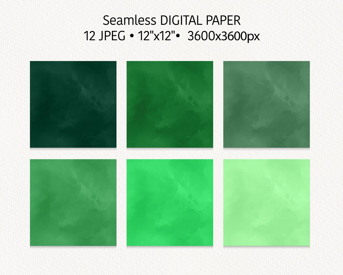 Green Watercolor Digital Paper Pack, Forest Tones, Olive Abstract ...