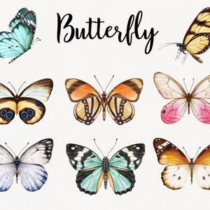 Watercolor Butterfly Clipart, Summer Clip Art, Romantic Butterfly Clip ...