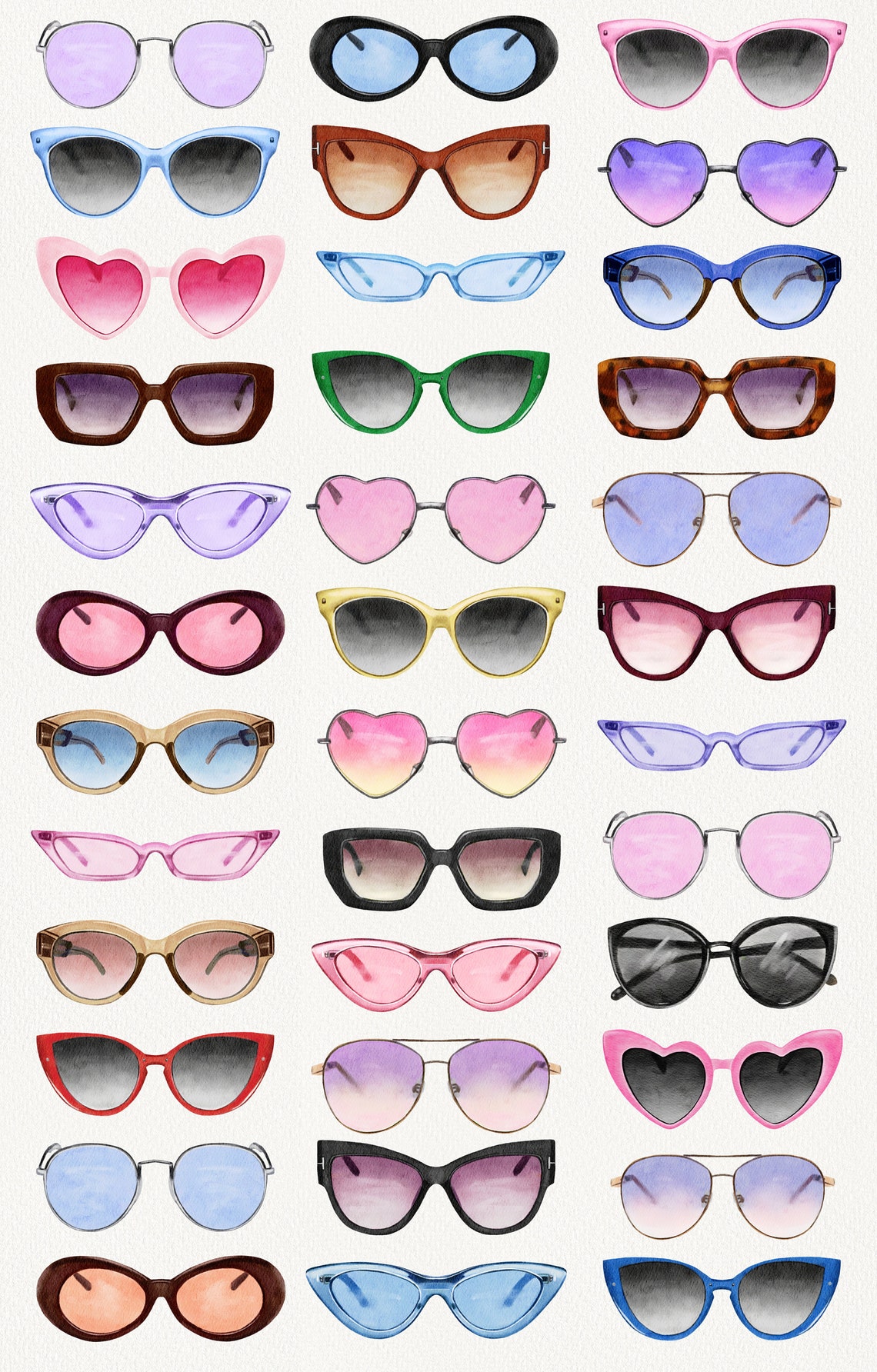 Sunglasses Watercolor Clipart Summer Glasses Clip Art - Etsy
