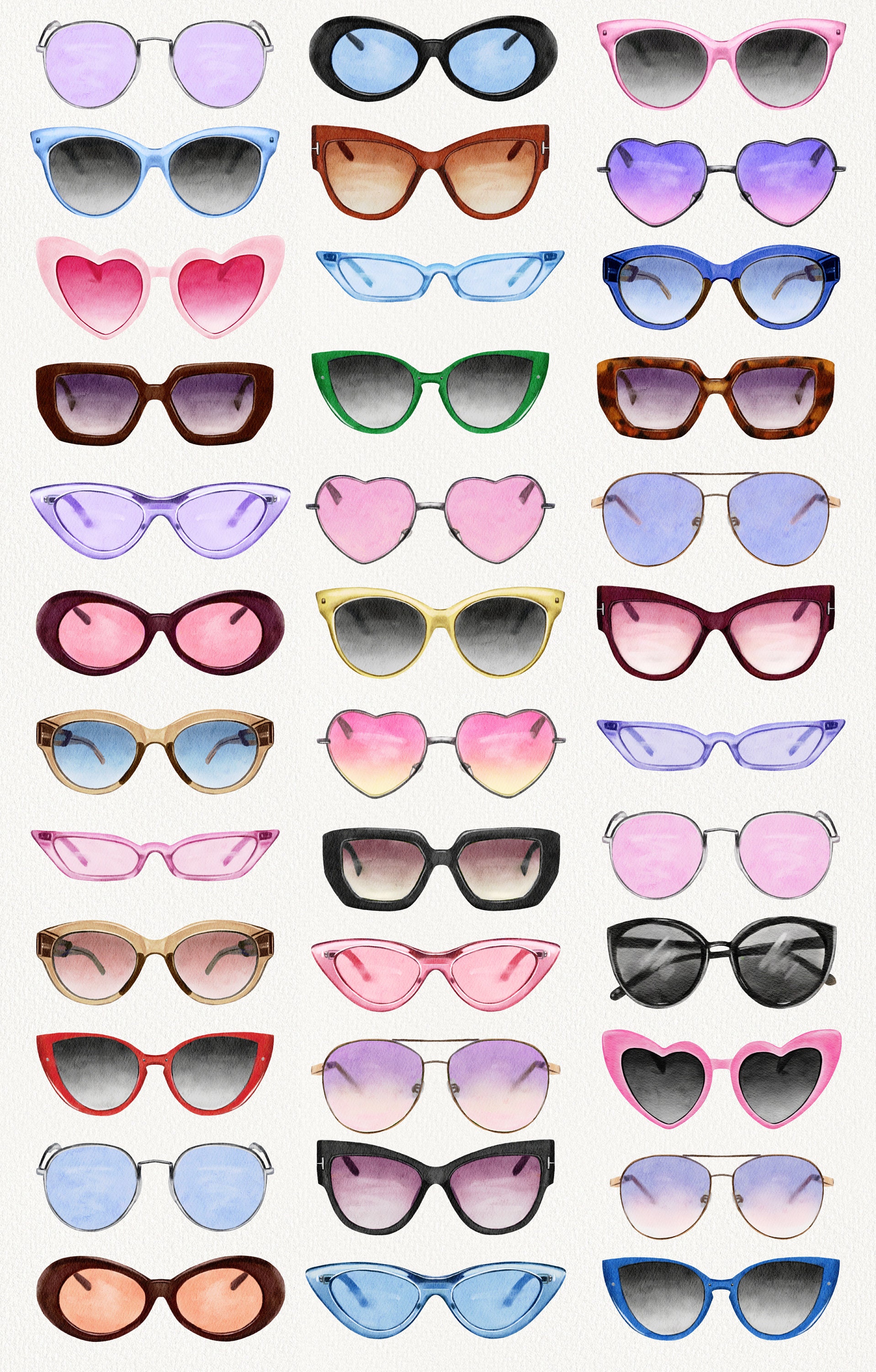 Sunglasses Watercolor Clipart Summer Glasses Clip Art - Etsy