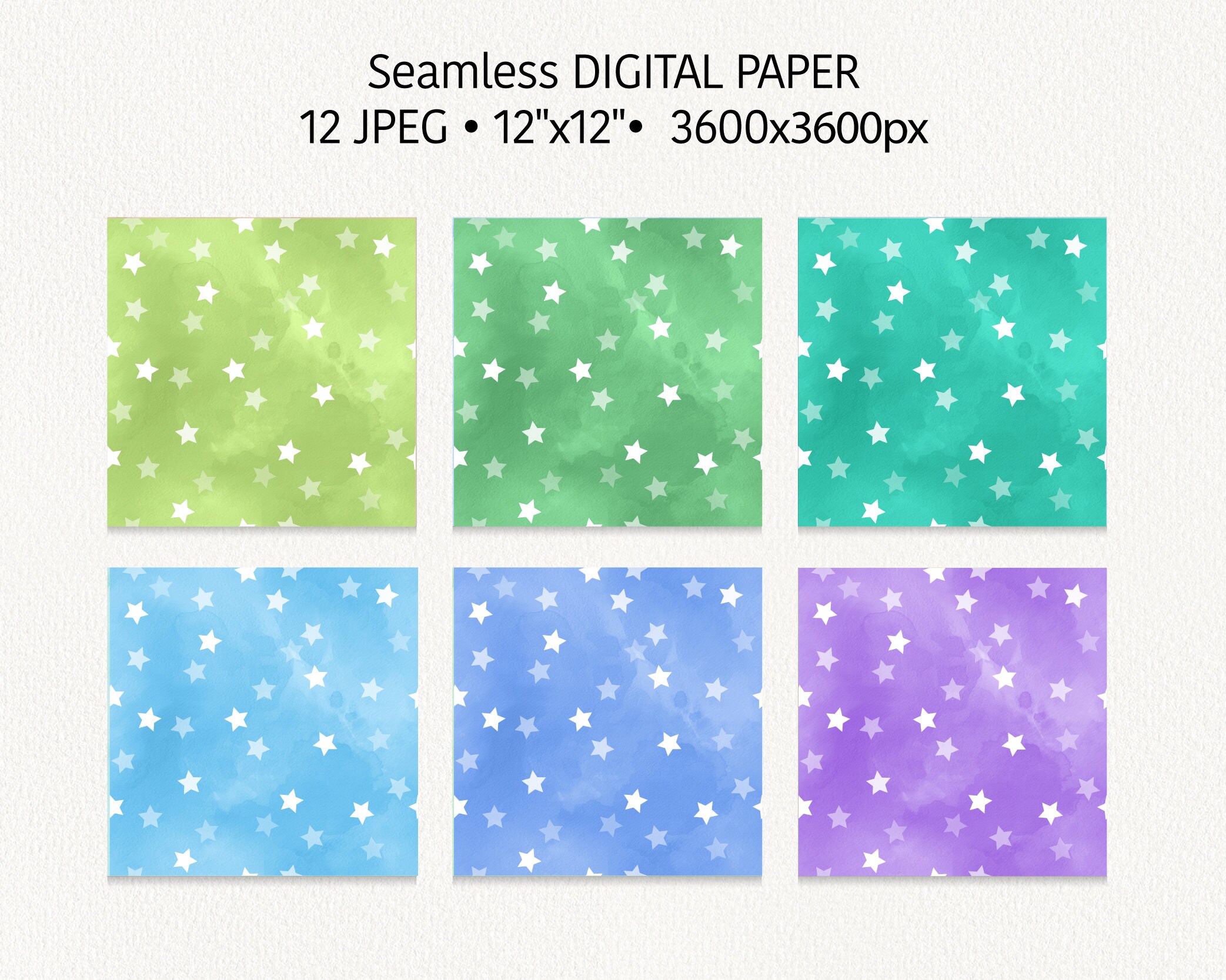 Watercolor Stars Digital Paper Pack, Abstract Watercolor Textures ...