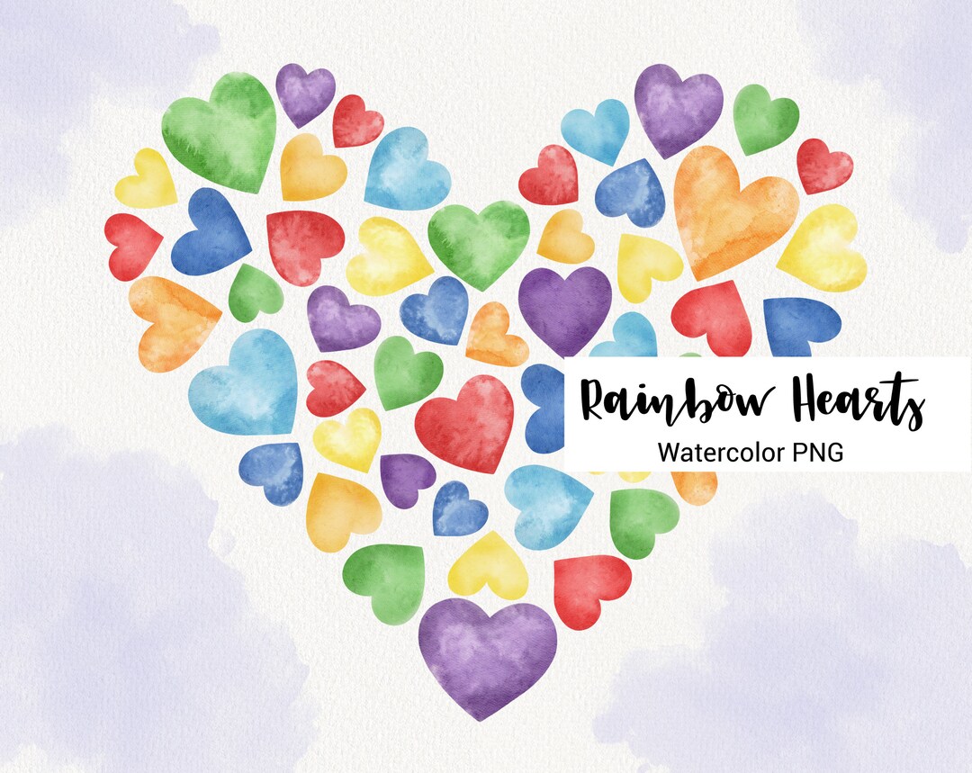 Watercolor Heart Clipart, Valentines Day Colorful Rainbow Heart ...