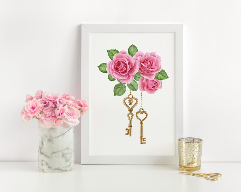 Valentine's Day Clipart, Romantic Vintage Bouquet Clipart, Love, Heart ...