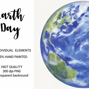 Watercolor Earth Day Clipart, Ecological Icons, Greenery Clipart, Love ...