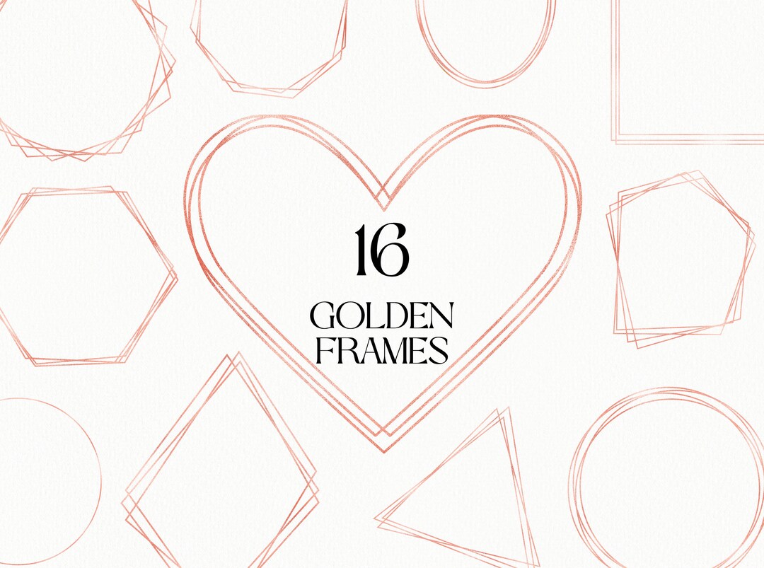 Pose Gold Frame Clipart, Geometric Golden Frames Clip Art, Foil ...