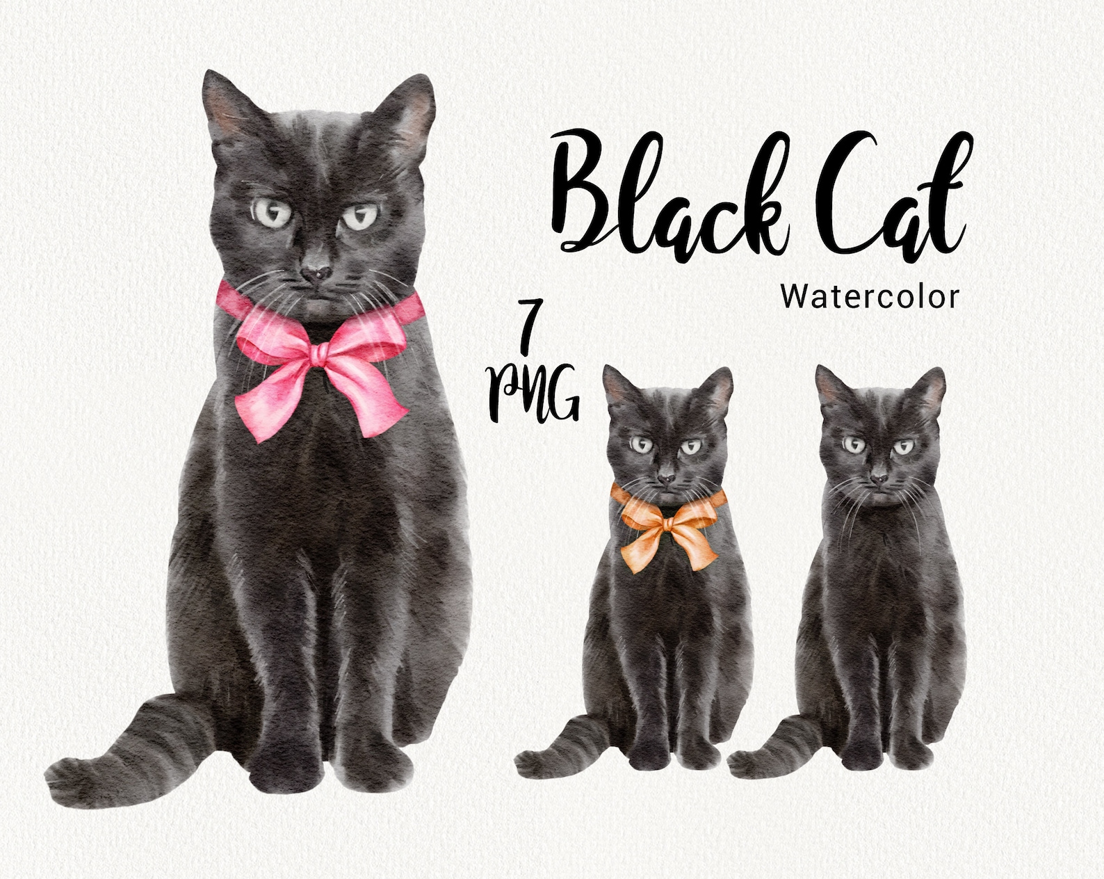 Watercolor Black Cat Clipart Happy Halloween Cute Clip Art - Etsy