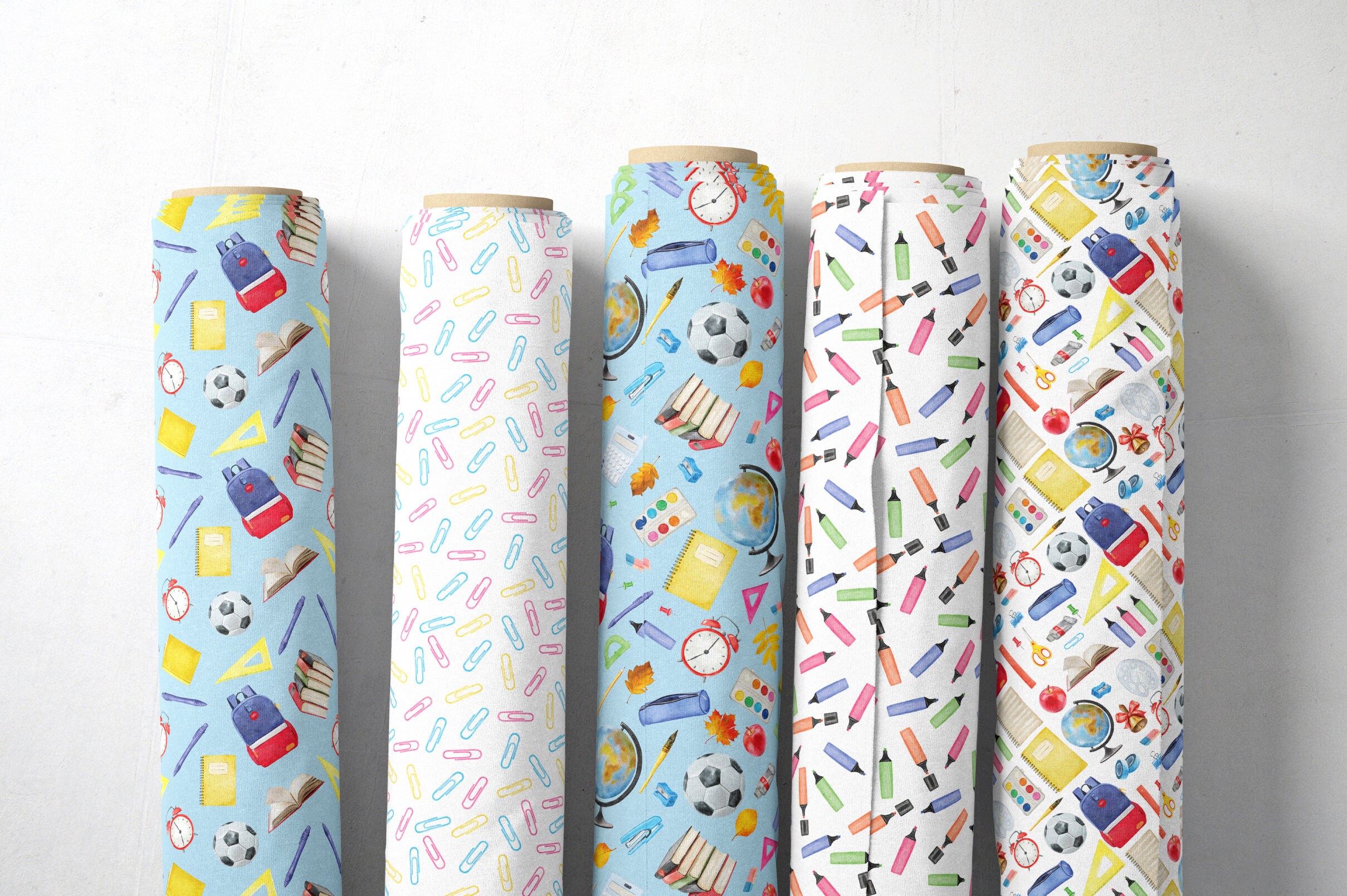 Watercolor Back to School Digital Paper, School Supplies, Autumn ...