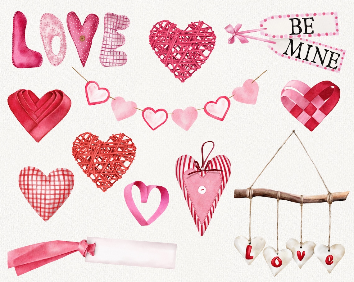 Valentine's Day Clipart Watercolor Love Clip Art Tree - Etsy