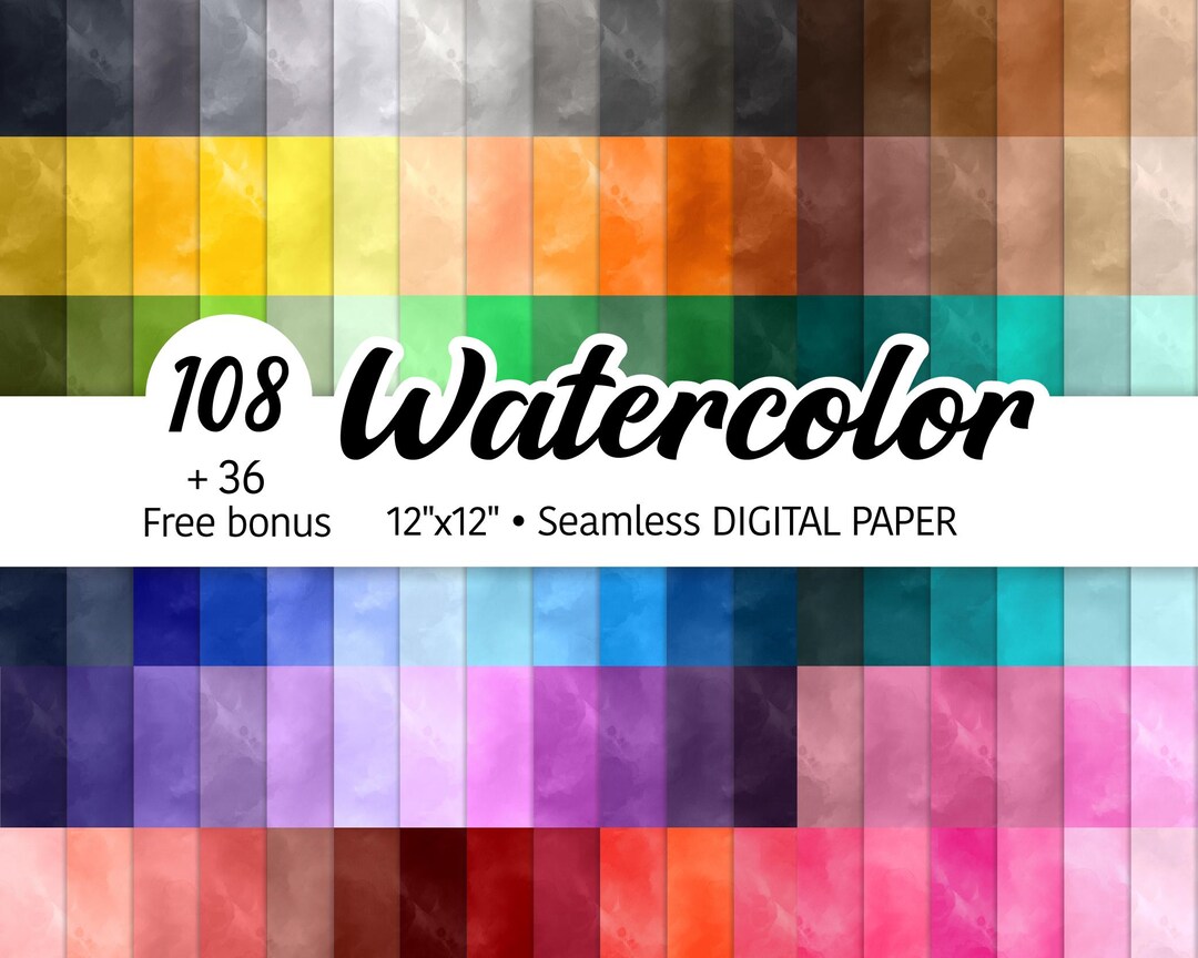 Watercolor Full SET Digital Paper Pack, Color Abstract Watercolor ...