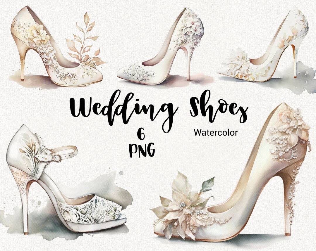 Watercolor Wedding Heels Clipart Bride Clip Art White - Etsy