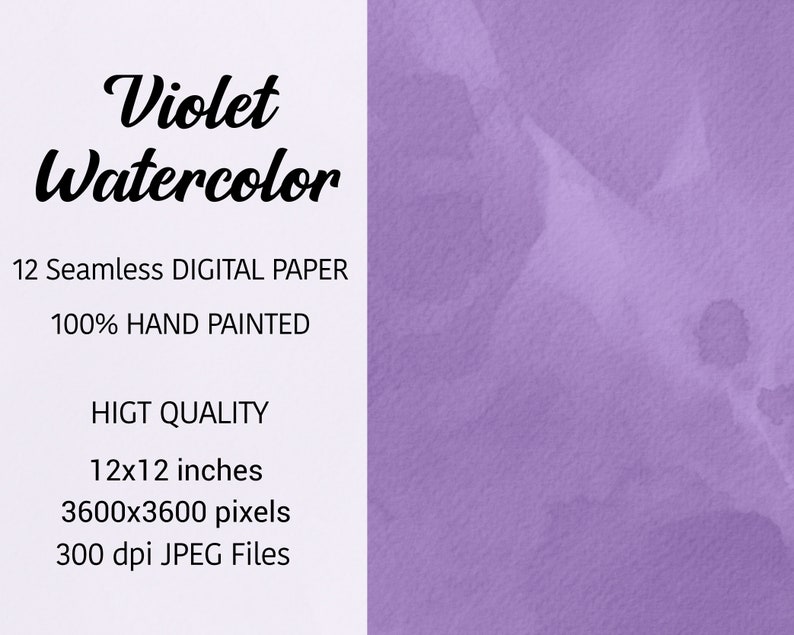 Violet Watercolor Digital Paper Pack, Purple Tones, Abstract Watercolor ...