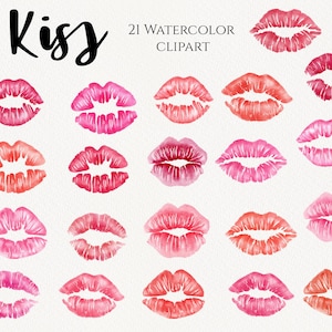 Watercolor Kiss Lips Clipart, Valentine's Day Clipart, Pink Lips Clip ...
