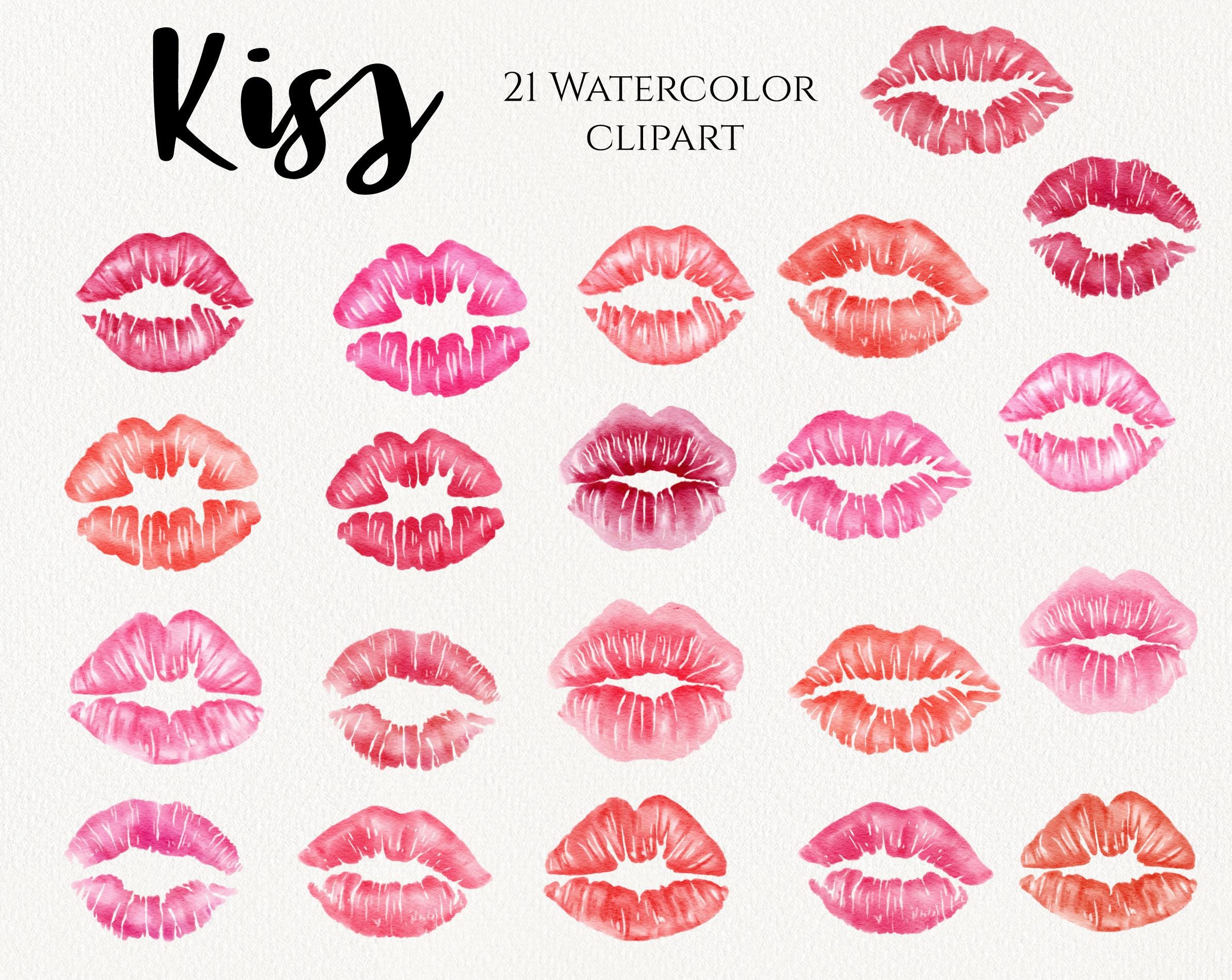 Watercolor Kiss Lips Clipart, Valentine's Day Clipart, Pink Lips Clip ...