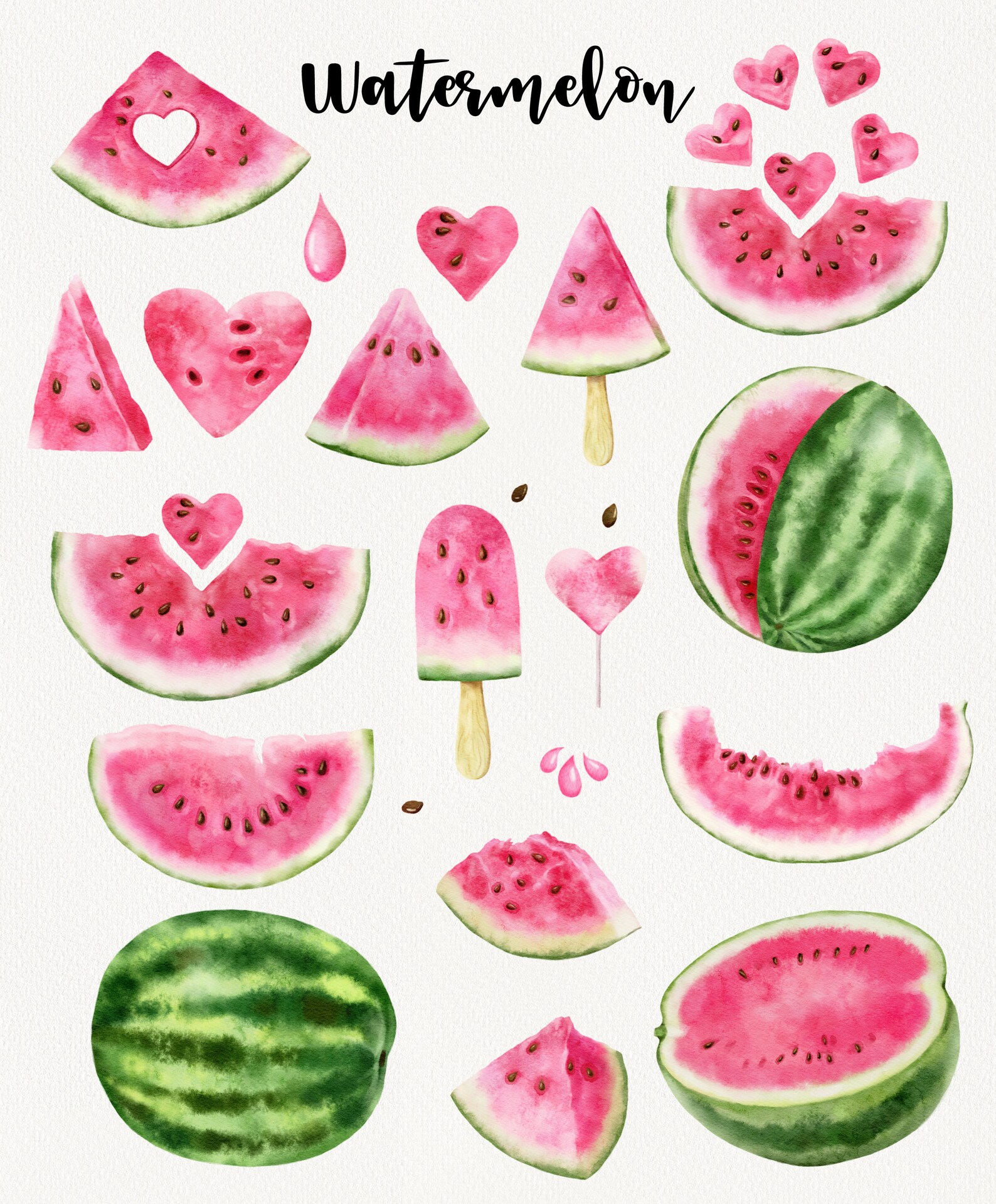 Watercolor Watermelon Clipart, Fruit Tropical Summer Fruit Clip Art PNG ...