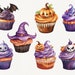 Watercolour Halloween Cupcake Clipart, Cute Candy, Witch Hat, Spooky ...