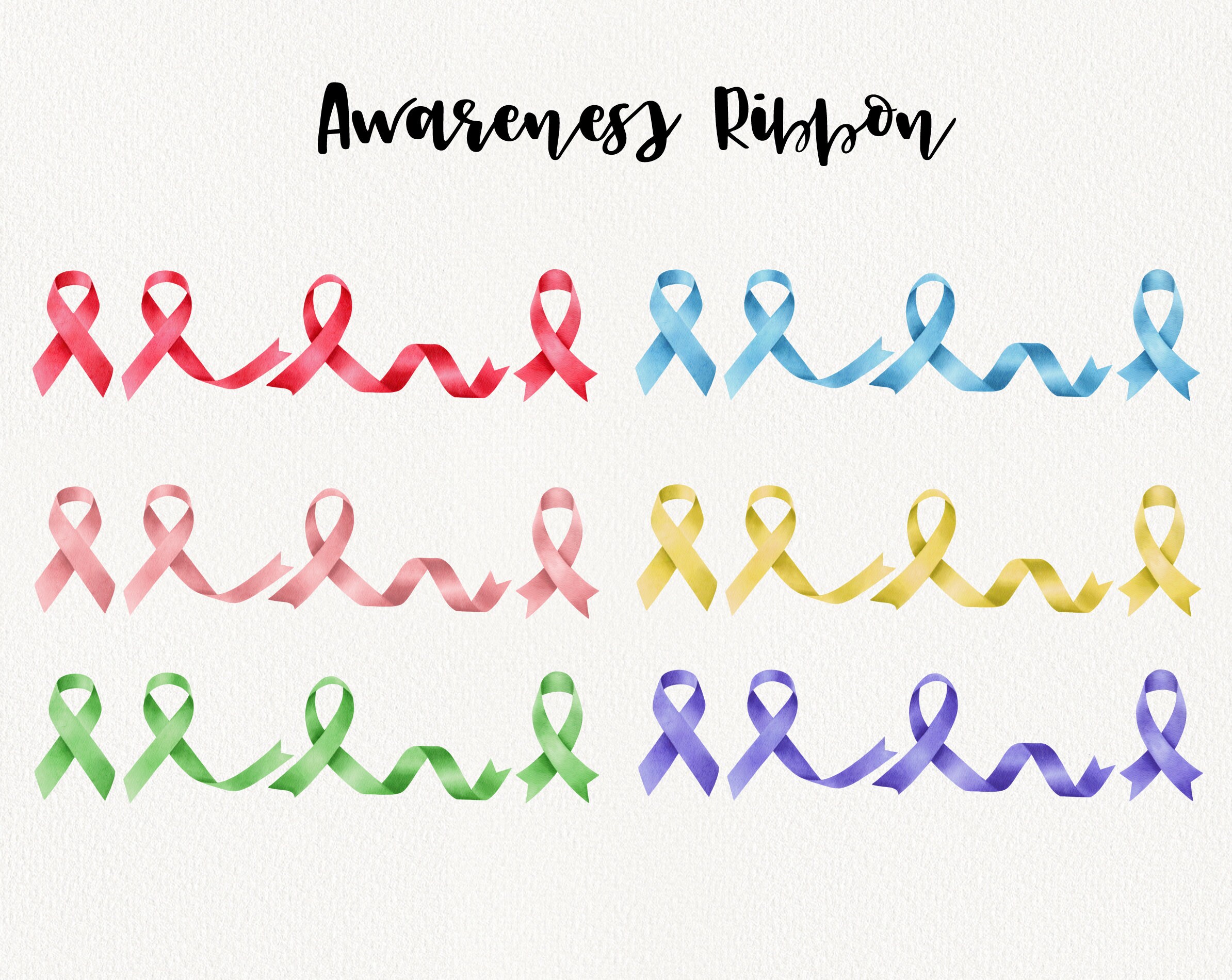 Awareness Ribbon Clipart World Cancer Day Watercolor Bow - Etsy