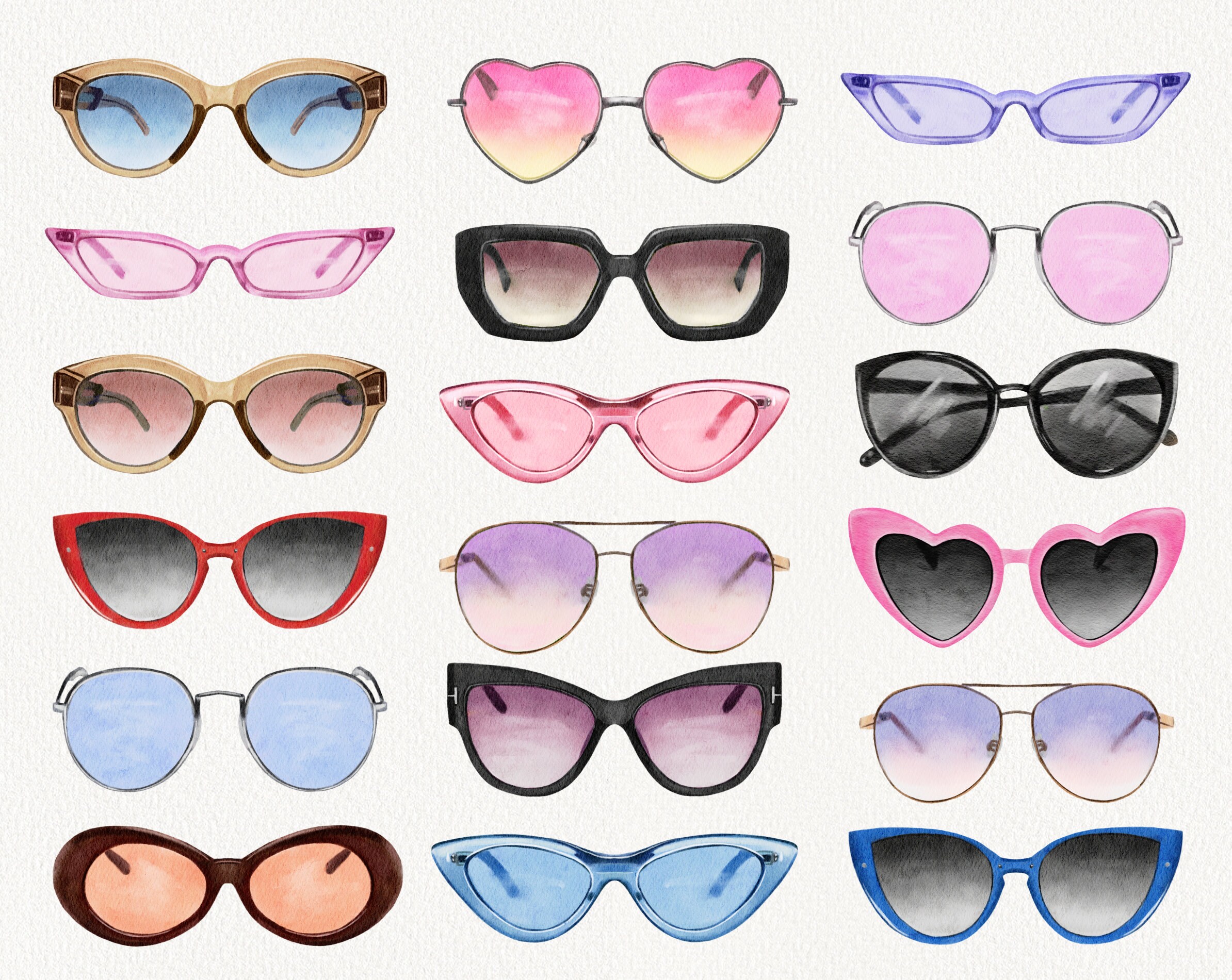 Sunglasses Watercolor Clipart Summer Glasses Clip Art - Etsy