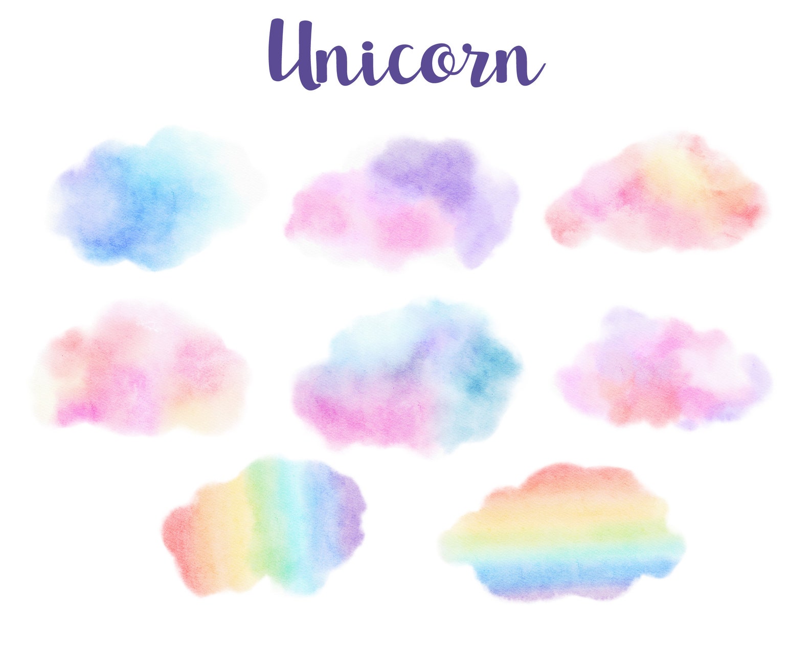 Unicorn Watercolor Clipart, Rainbow Clip Art, Woodland Animals ...