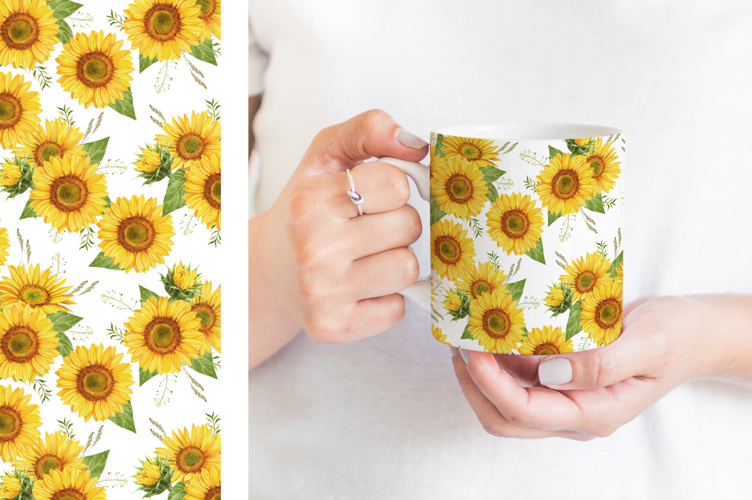 Sunflower Digital Papers Pack Watercolor Summer Yellow - Etsy