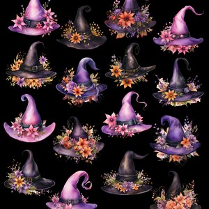 Watercolor Witch Hats Clipart, Cute Happy Halloween, Witches Clip Art ...